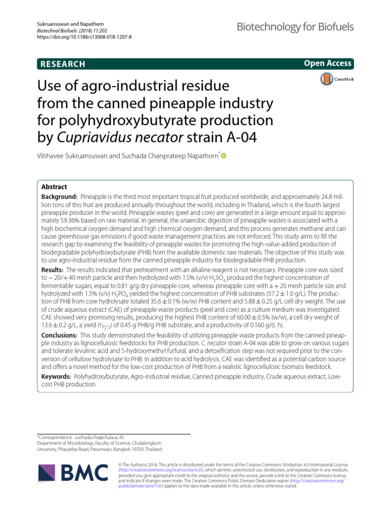 Use of Agro-Industrial Residue From the Canned Pineapple Industry for ...