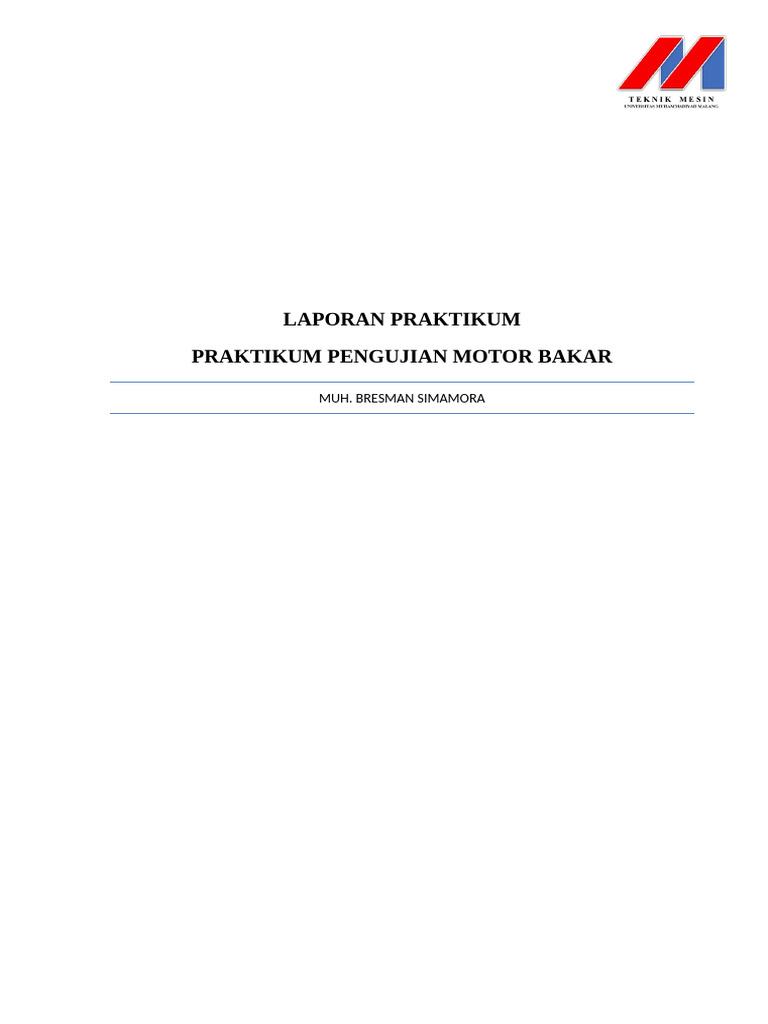 Laporan Praktikum Prestasi Mesin Motor Bakar Bresman | PDF