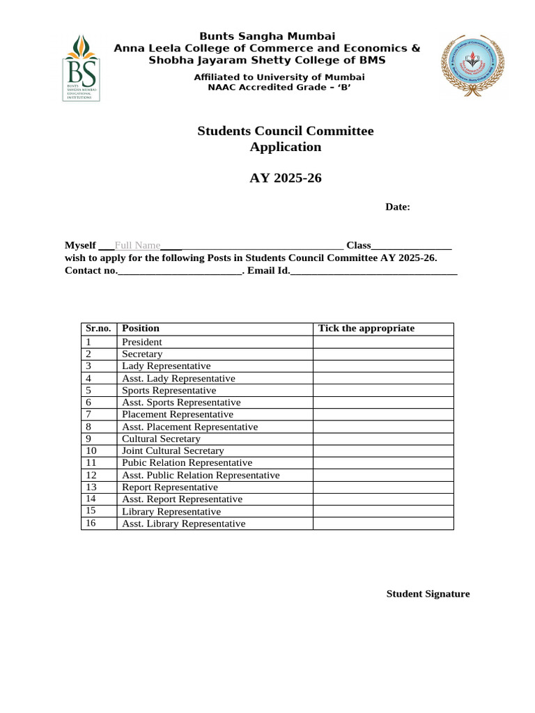 Application Format | PDF