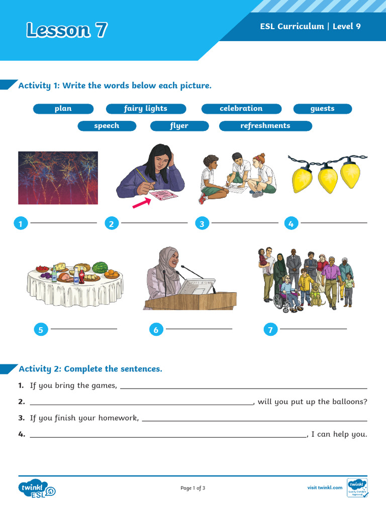 T 1725541245 Esl Curriculum Level 9 Lesson 7 Activity Sheet - Ver - 2 ...