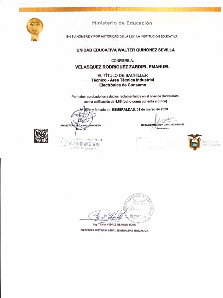 Diploma Bachillerato | PDF