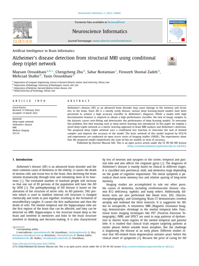 Alzheimer's Disease Detection From Structural MRI Using Conditional ...
