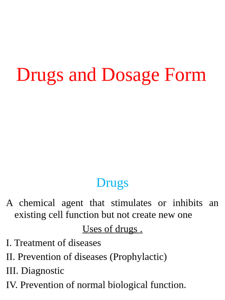 Drug Forms and Dosage Classifications | PDF | Tablet (Pharmacy ...