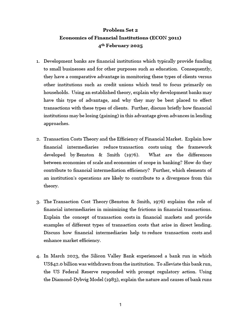 Economics of Financial Institutions Analysis | PDF | Economics | Market ...