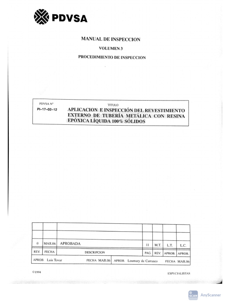 Pdvsa Aplicación Revestimiento | PDF