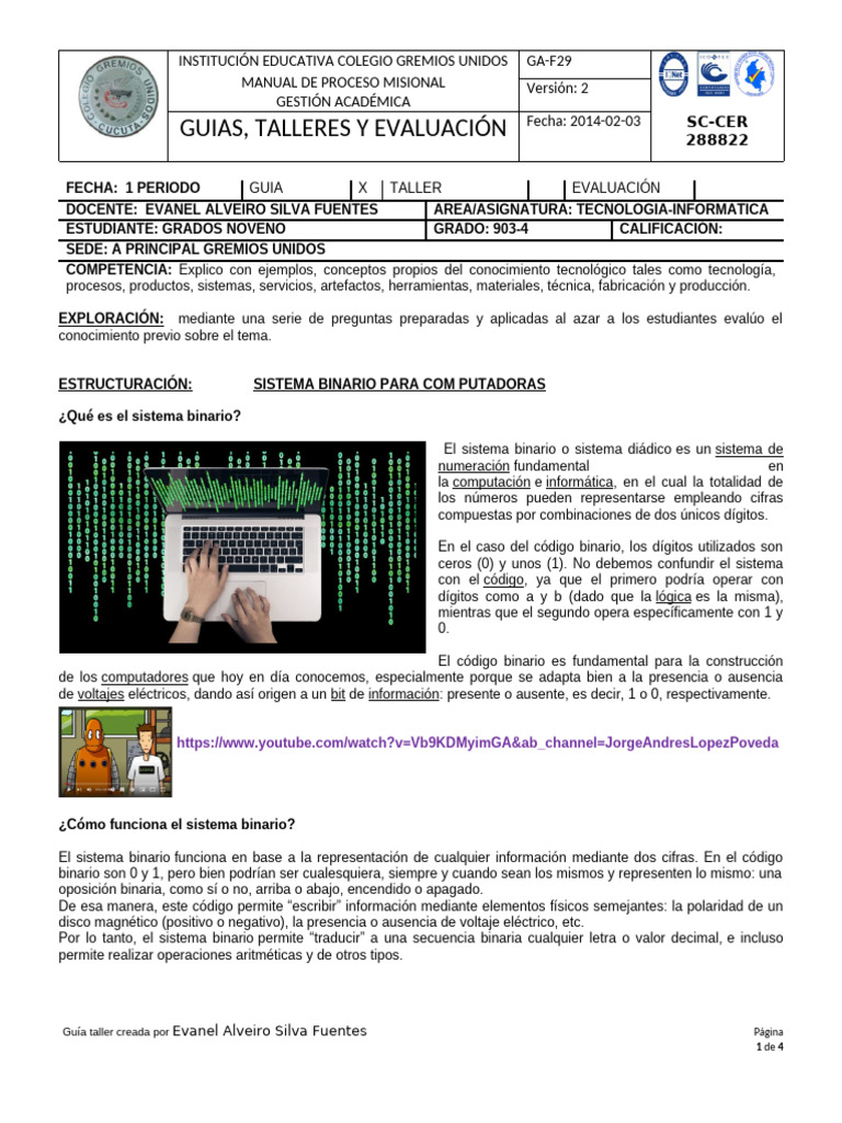 2 Guia Informatica Binario | PDF | Ingeniería Informática | Codificaciones