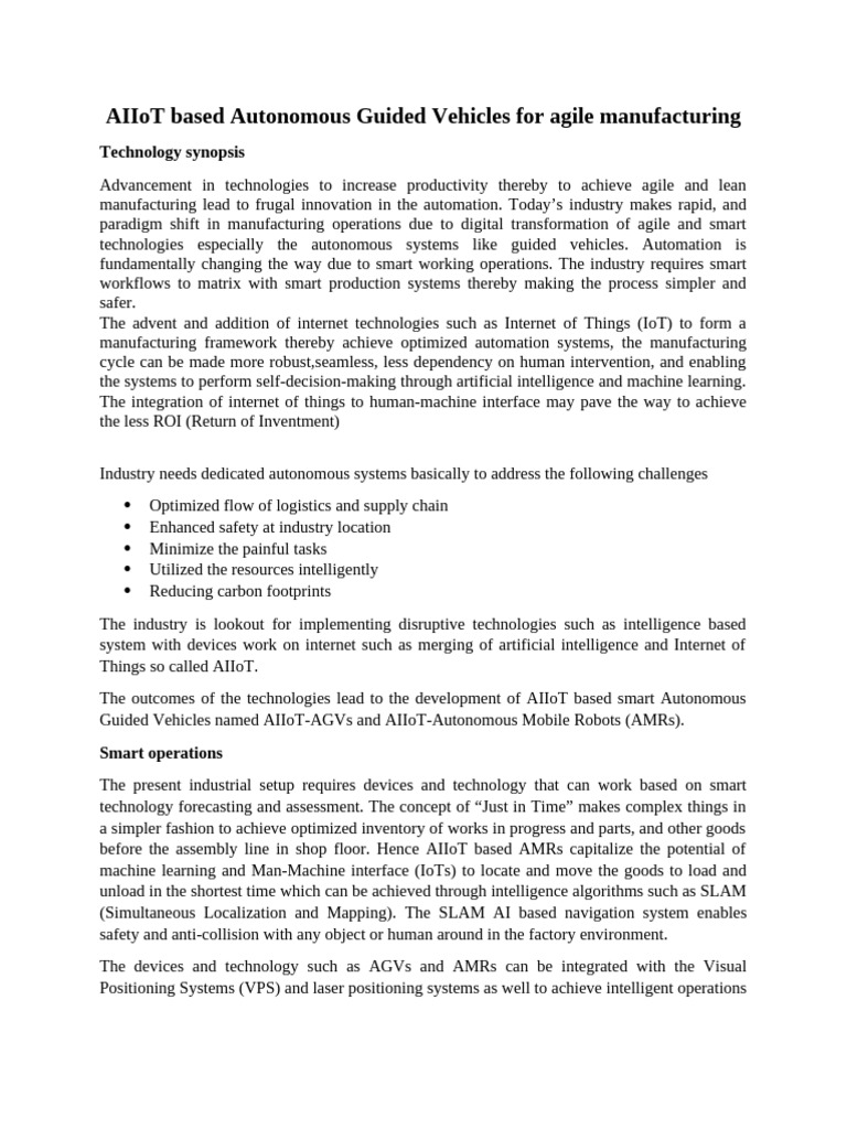 AIIoT_AGV_Agile Manufacturing | PDF | Internet Of Things | Automation