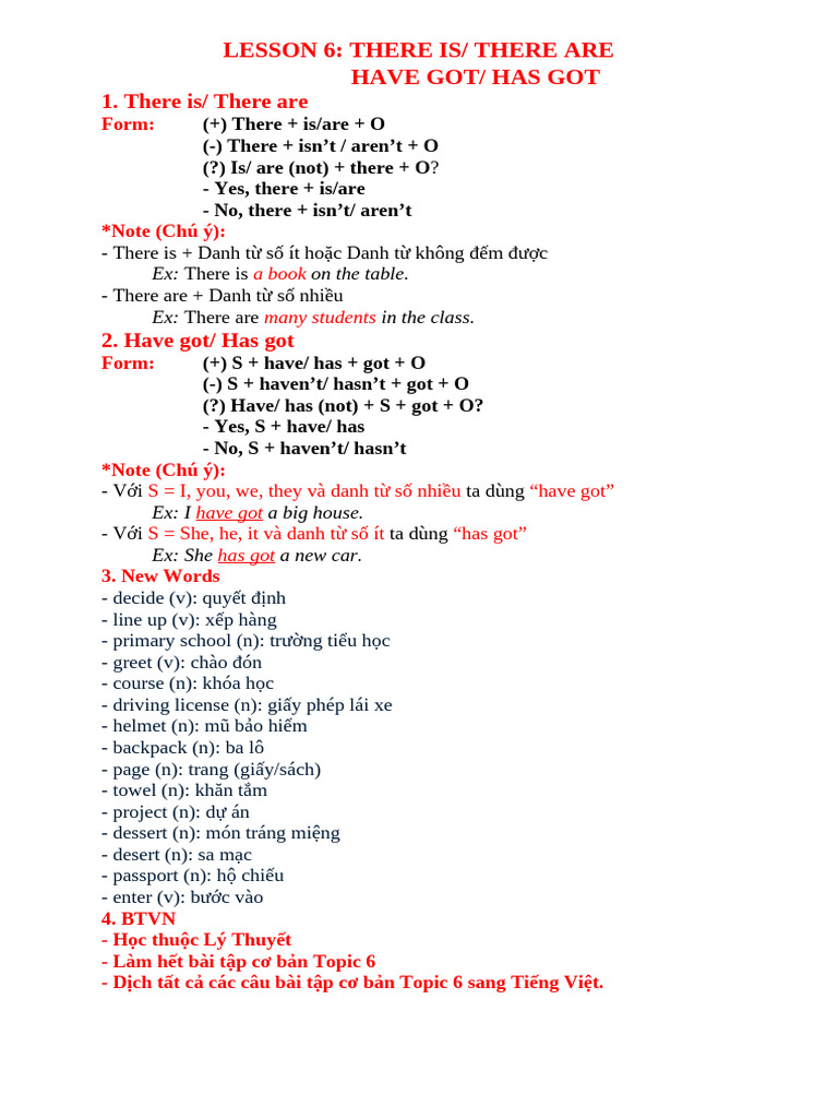 Ly Thuyet - There Is - Are - Has - Have Got | PDF