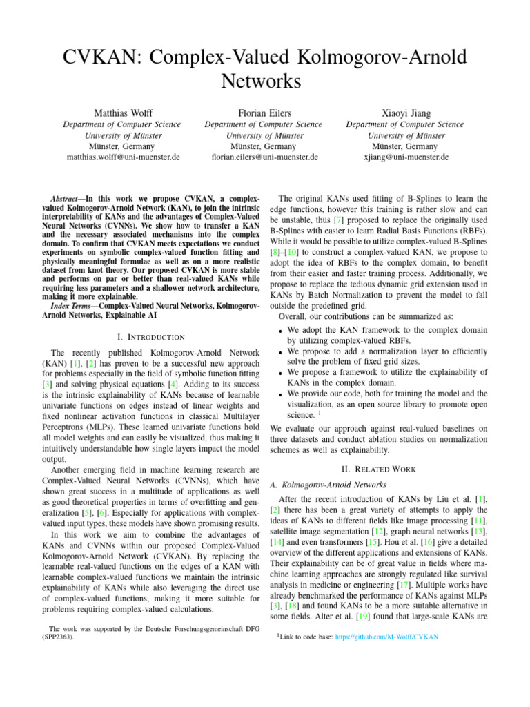 Complex Valued Kolmogorov Arnold Networks | PDF | Function (Mathematics) | Applied Mathematics