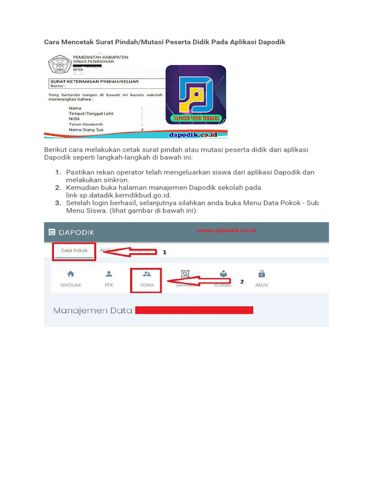 Cara Mencetak Surat Pindah Dari Dapodik | PDF