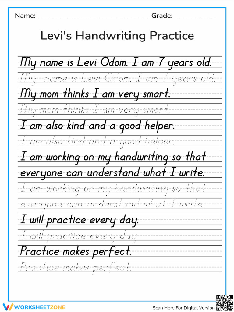 Levi's Handwriting Practice_ Trace & Copy Sentences! | PDF