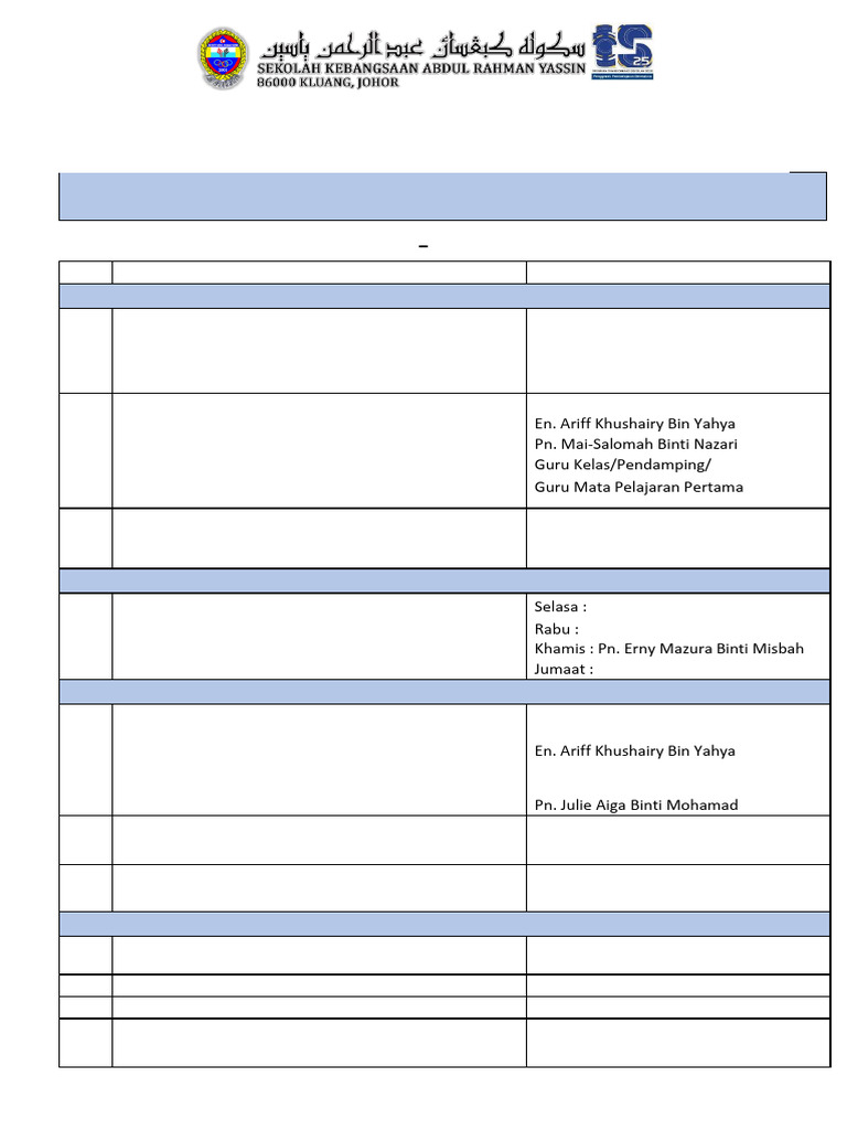 Jadual Bertugas Kumpulan Uthman Affan - 4 Mac Hingga 7mac 2025 | PDF