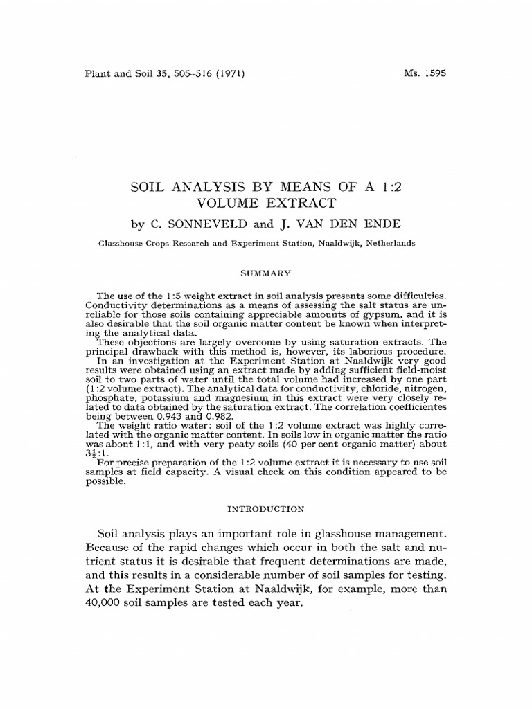1:2 Volume Extract for Soil Analysis | PDF | Soil | Solubility
