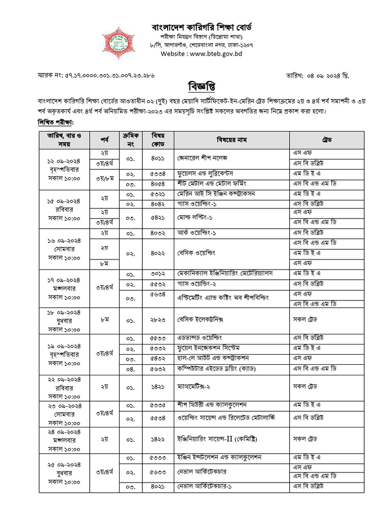 Website: WWW - Bteb.gov - BD | PDF