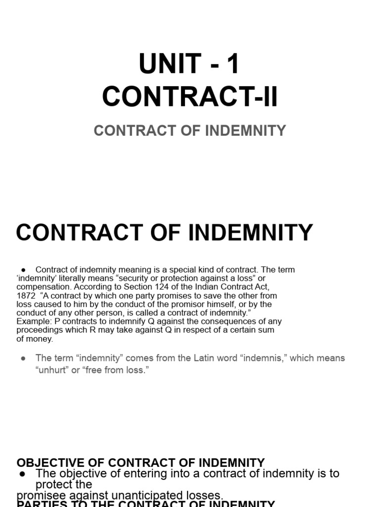 Contract of Indemnit & Contract of Guarantee | PDF | Guarantee | Indemnity