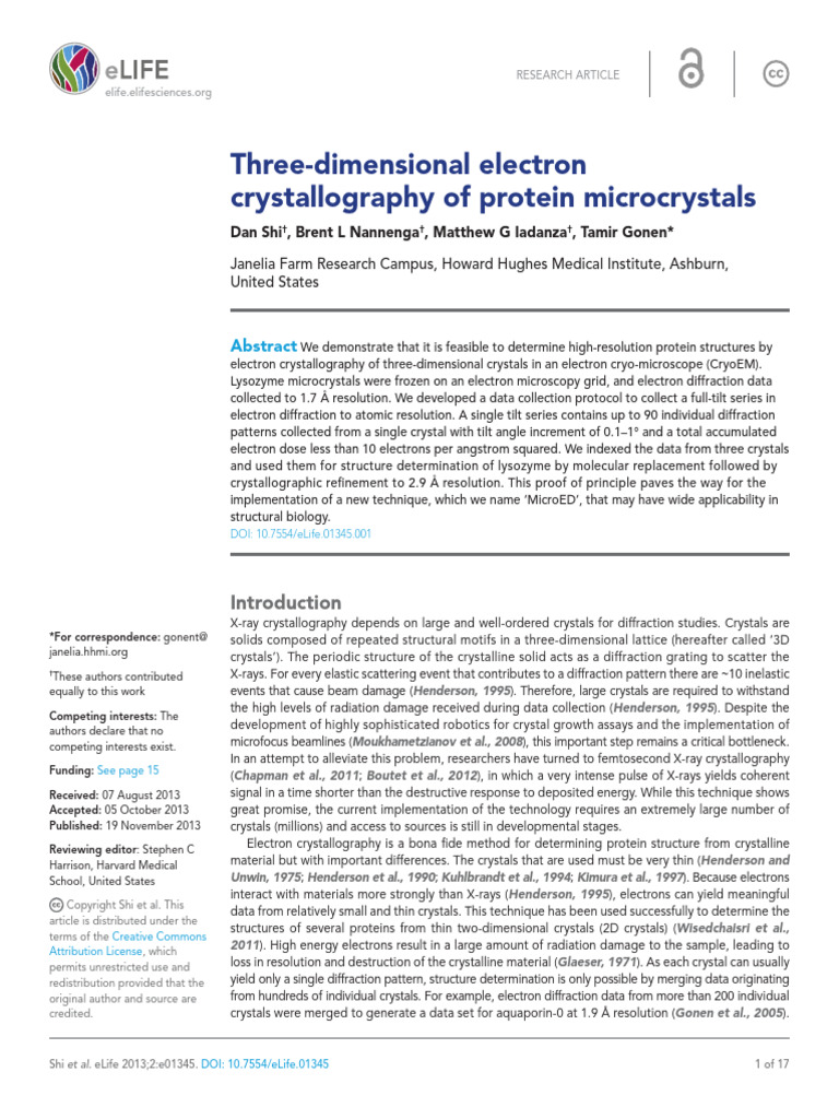 Three-dimensional Electron Crystallography Of | PDF | X Ray Crystallography | Crystallography