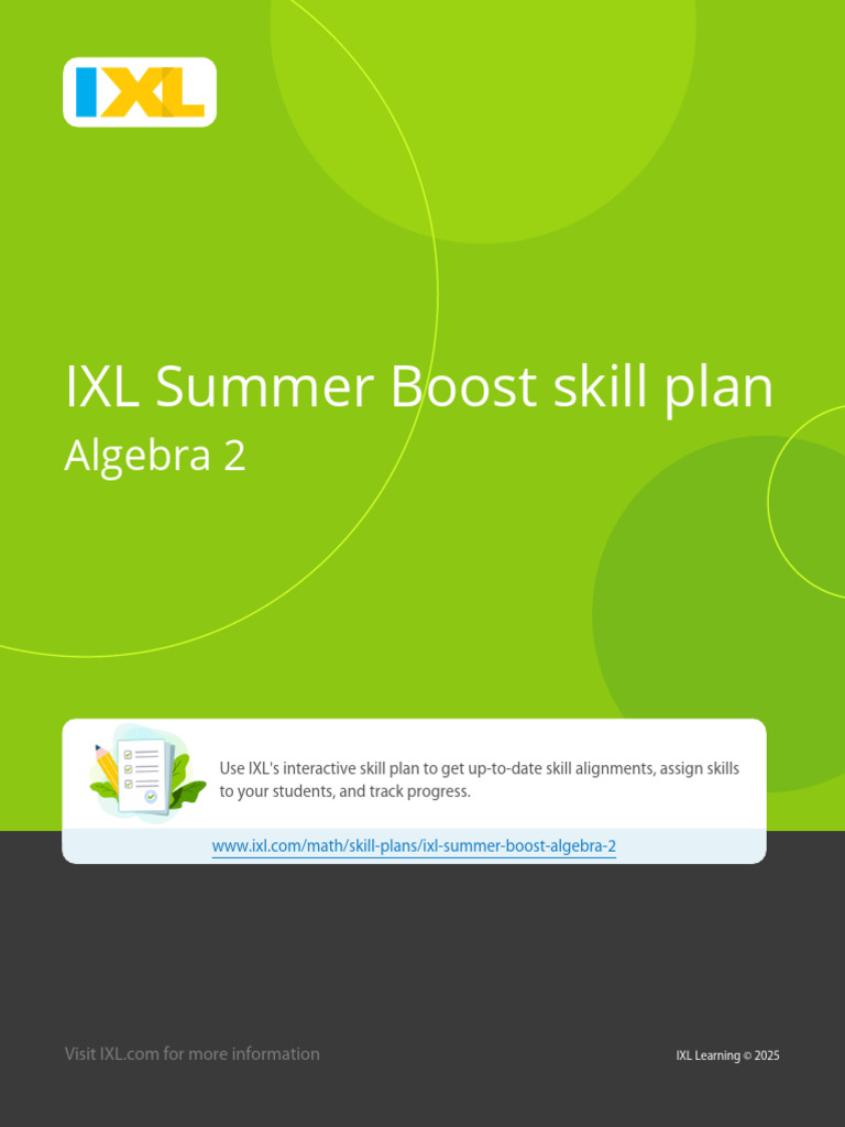 IXL Algebra 2 Summer Boost Plan | PDF | Quadratic Equation | Algebra