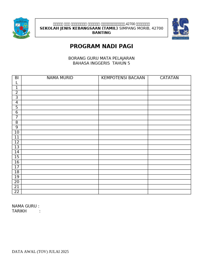 Data Awal Bi 5 | PDF