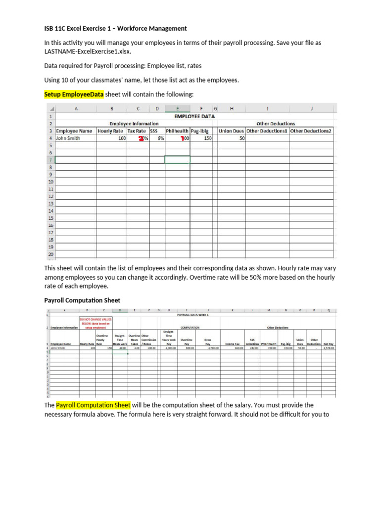 Excel Exercise 1a | PDF