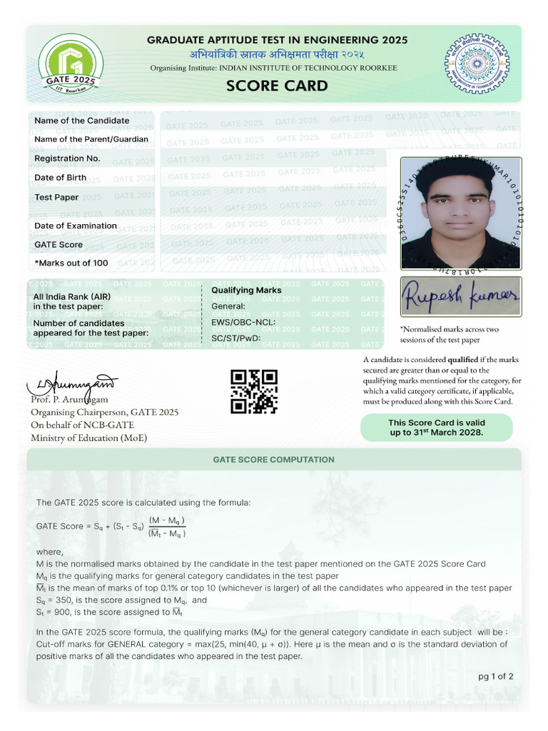 GATE ScoreCard | PDF