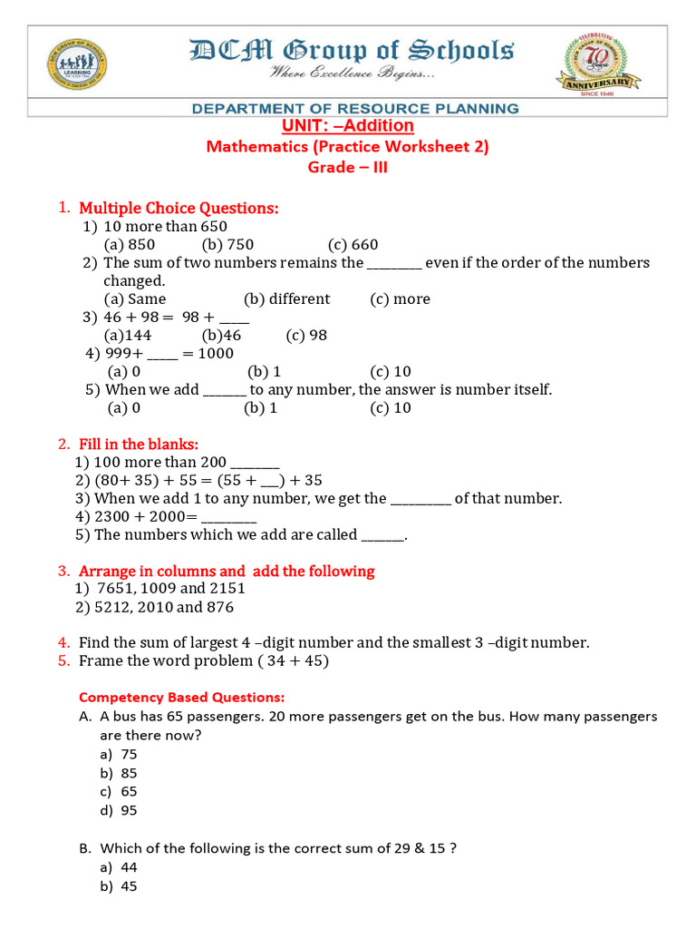 Resource 20250704100705 Grade III Unt 2 Worksheet 2 | PDF