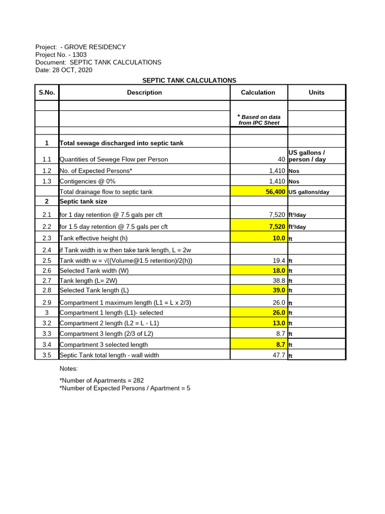 200817-1303-Septic Tank Calculation- Fis Reviewed | PDF