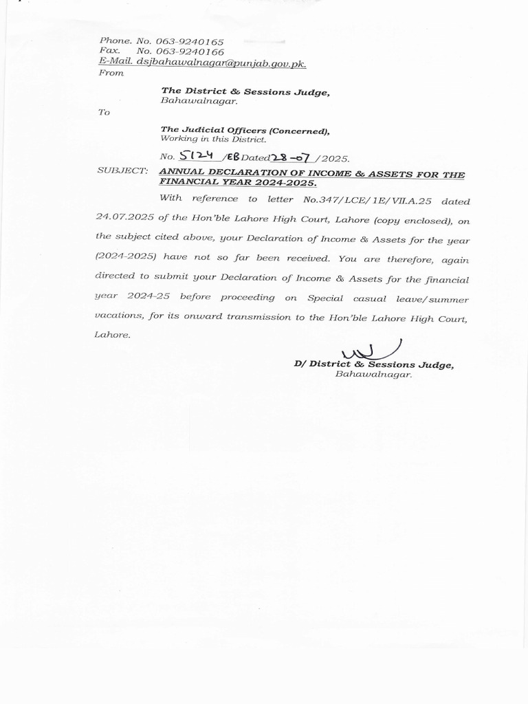 Annual Declaration of Income & Assets 2024.25 | PDF