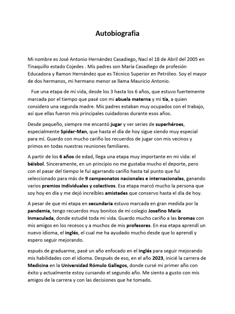 Autobiografía de José Antonio Hernández | PDF | Mente | Cognición