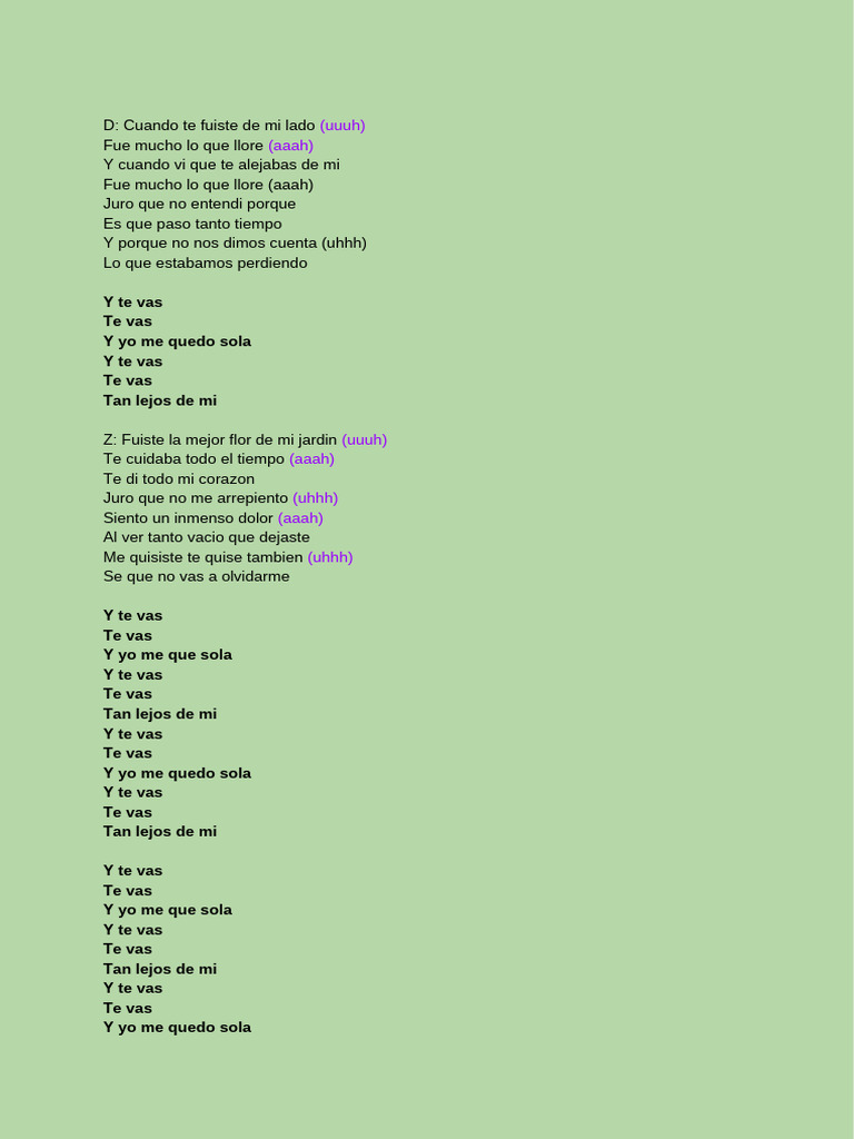 Letra de "Te Vas" de Roberto Blades | PDF