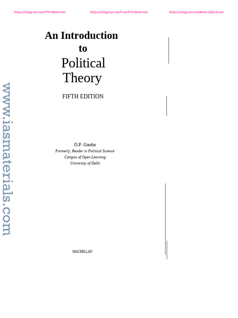 Introduction To Political Theory (5e) (O.P. Gauba) (Z-Library) | PDF ...