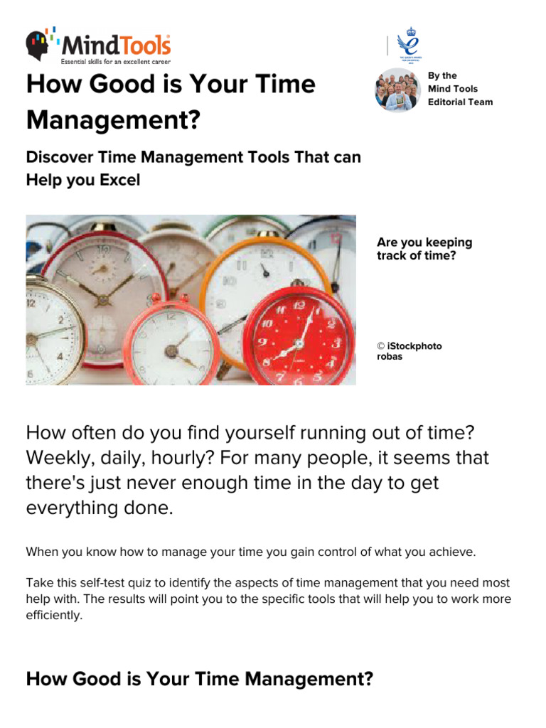 Time Management Self-Test and Tools | PDF | Time Management ...