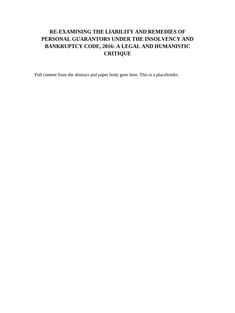 Guarantors' Liability Under Bankruptcy Code | PDF