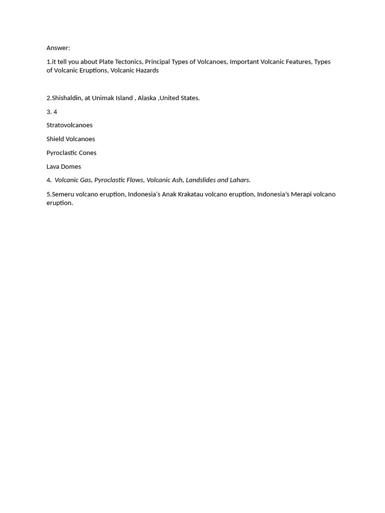 Plate Tectonic and Volcanic Activity | PDF