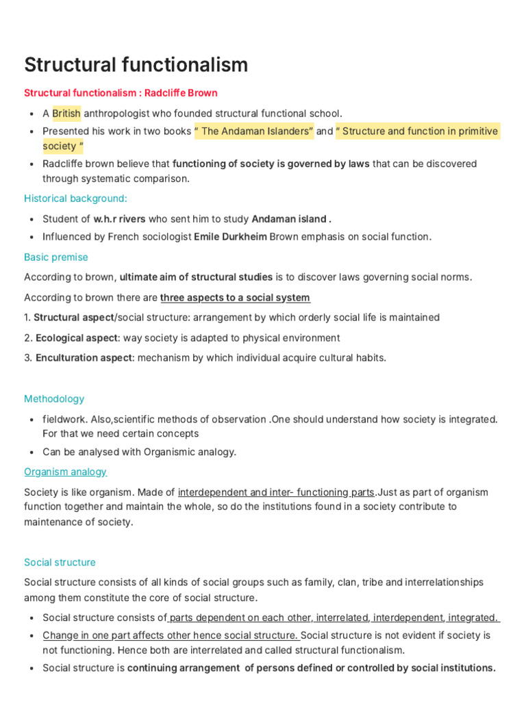 @Structural Functionalism | PDF | Social Structure | Society