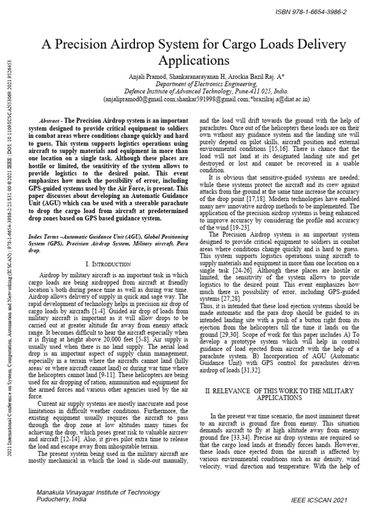 A Precision Airdrop System For Cargo Loads Delivery Applications | PDF ...