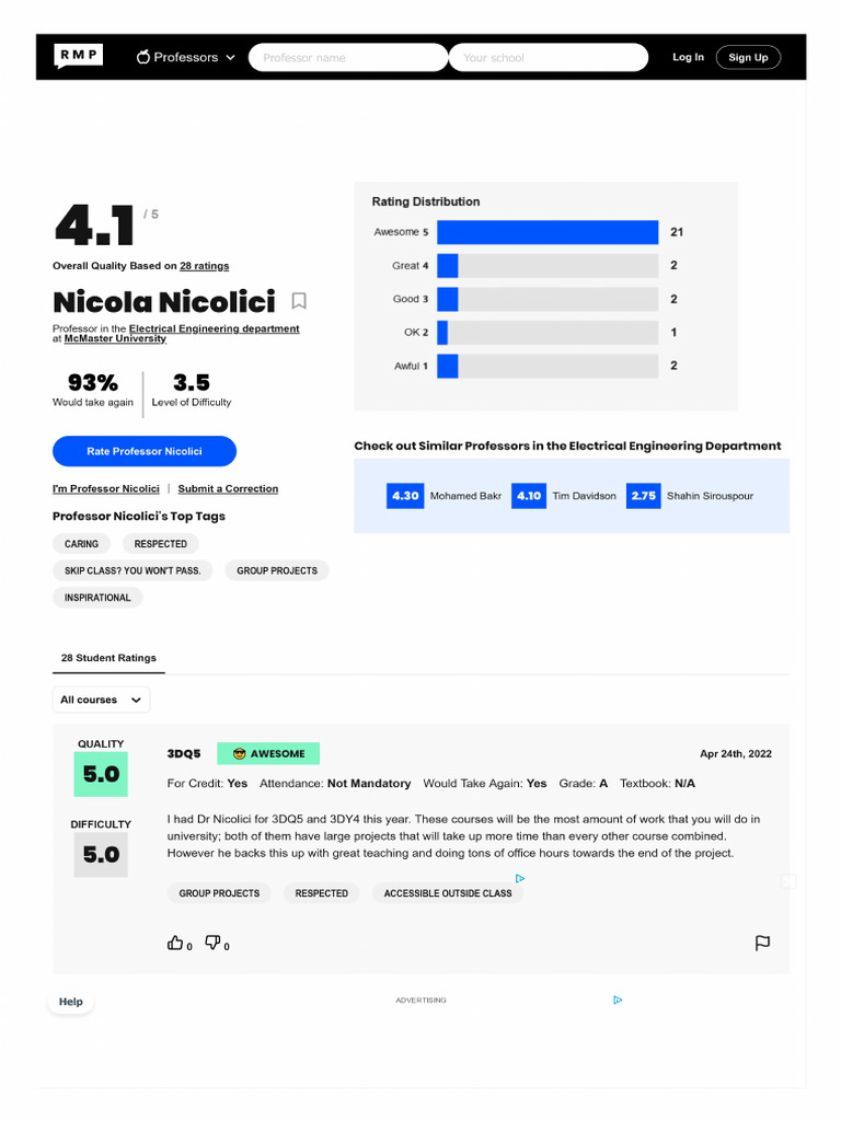 Nicola Nicolici Rating | PDF