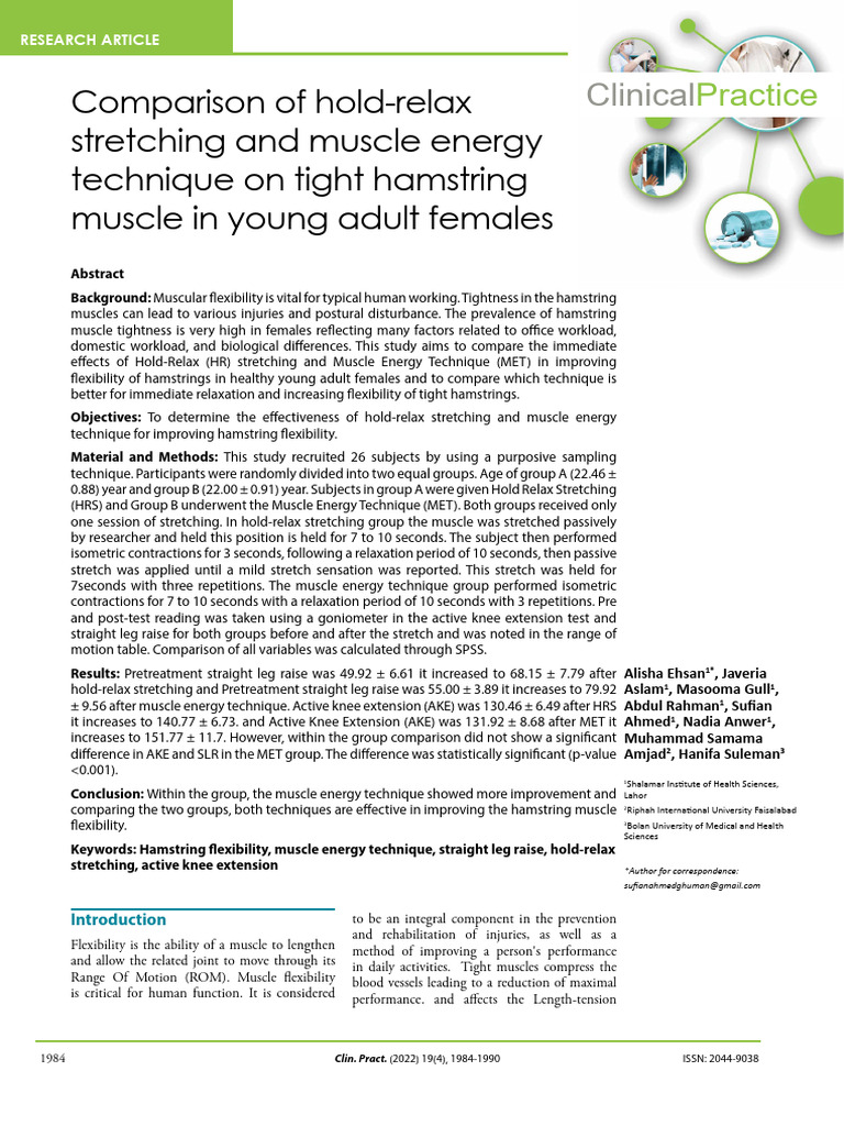 Comparing MET and HRS for Hamstring Flexibility | PDF