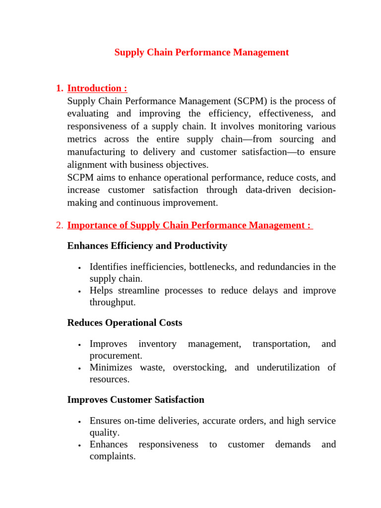 Supply Chain Performance Management VI | PDF | Supply Chain ...