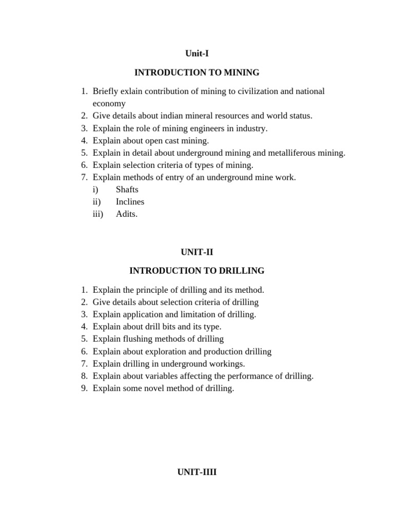 Mining and Drilling Techniques Overview | PDF | Mining | Heavy Industry