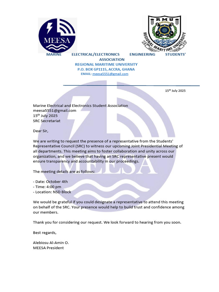 Letter To The SRC | PDF