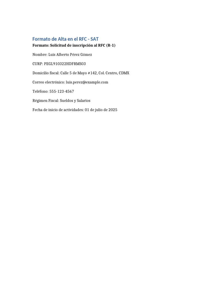 Formatos Alta SAT IMSS | PDF