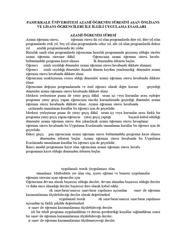 PAÜ Azami Süre | PDF