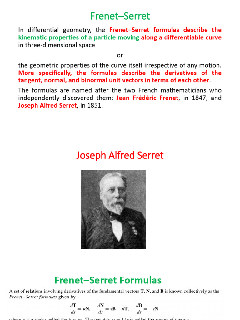 Frenet-Serret Formula | PDF