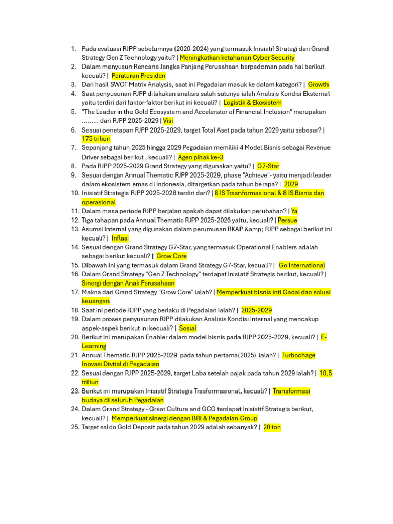 WKWK Internalisasi Rencana Jangka Panjang Perusahaan (RJPP) 2025-2029 | PDF