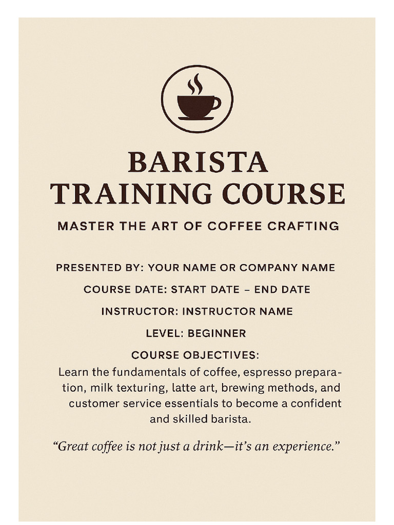 Barista Training Course Overview | PDF