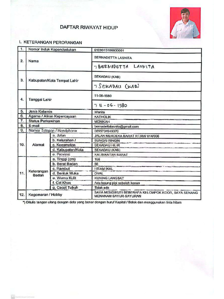 DRH Perorangan | PDF