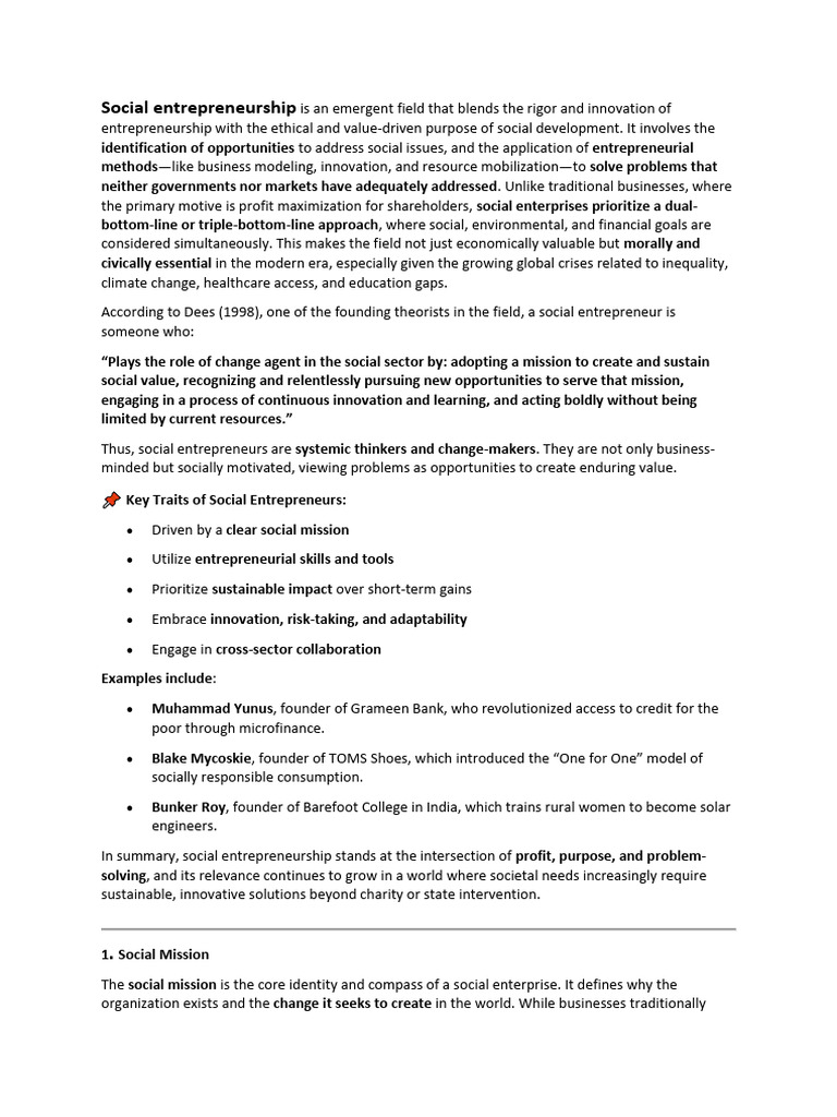 Understanding Social Entrepreneurship | PDF | Entrepreneurship | Social ...