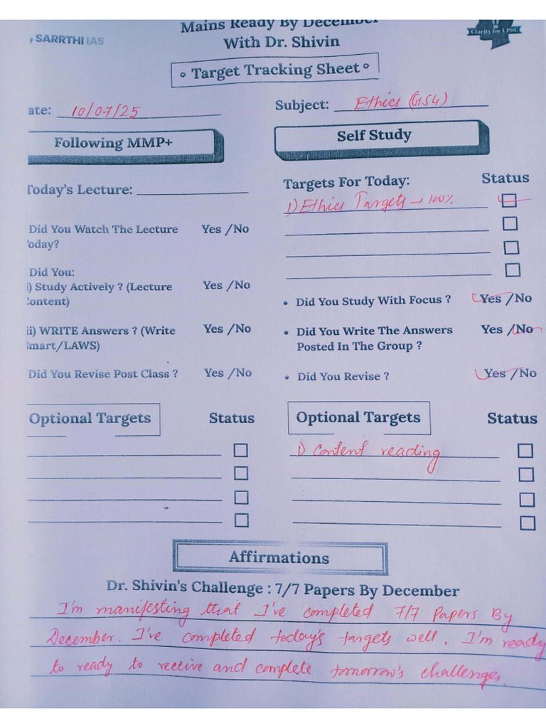 MRBD Target Tracking Sheet (Gs 4 - D4) - 10 - .07.2025 | PDF