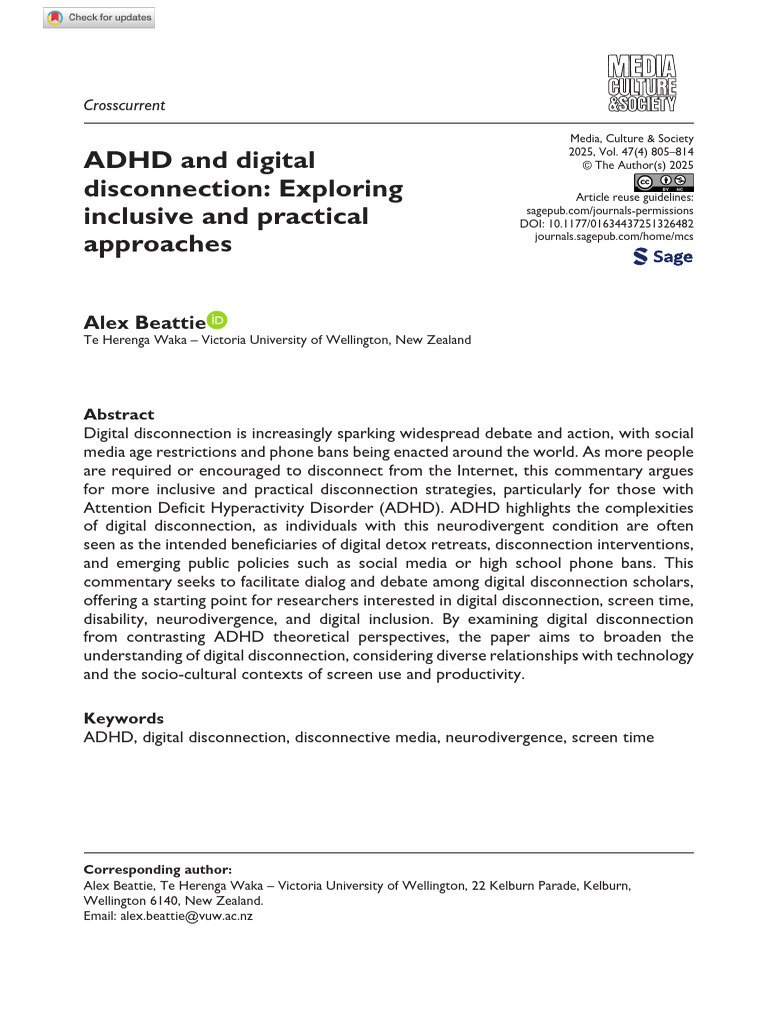 ADHD and Digital Disconnection Strategies | PDF | Attention Deficit ...