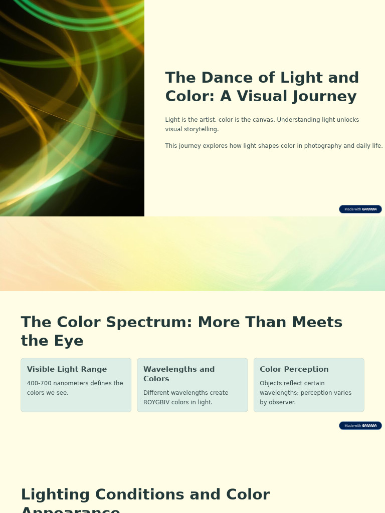 The Dance of Light and Color A Visual Journey | PDF